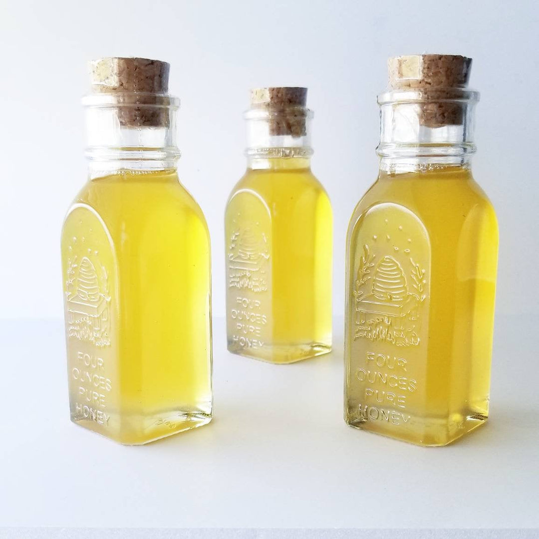 4 oz Glass Muth Honey Jar with Cork and Beehive Etchings – Farm and Hive